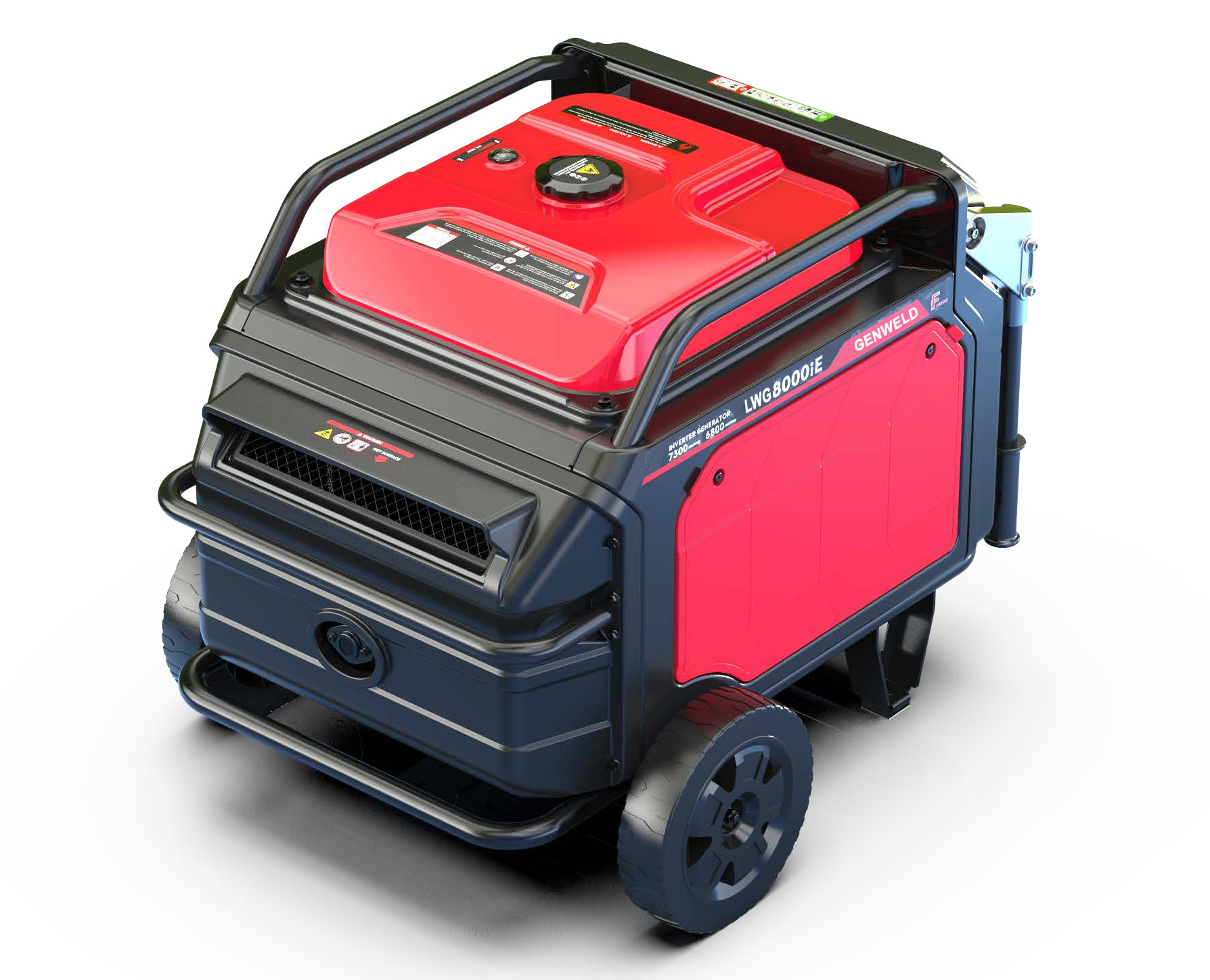 GENWELD Portable 7kW Silent Gasoline Generator Set with 4 Wheels and ...